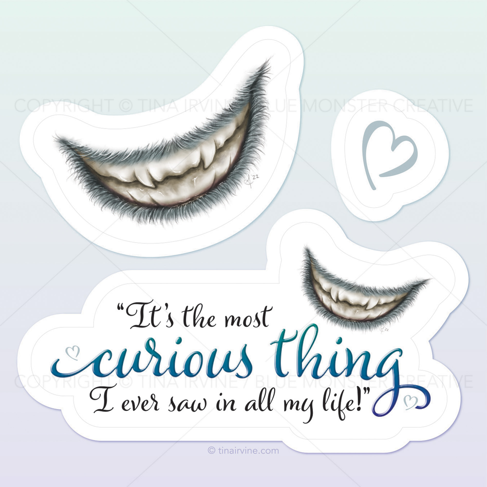 Cheshire Cat - Grin without a Cat Sticker Sheet - Tina Irvine